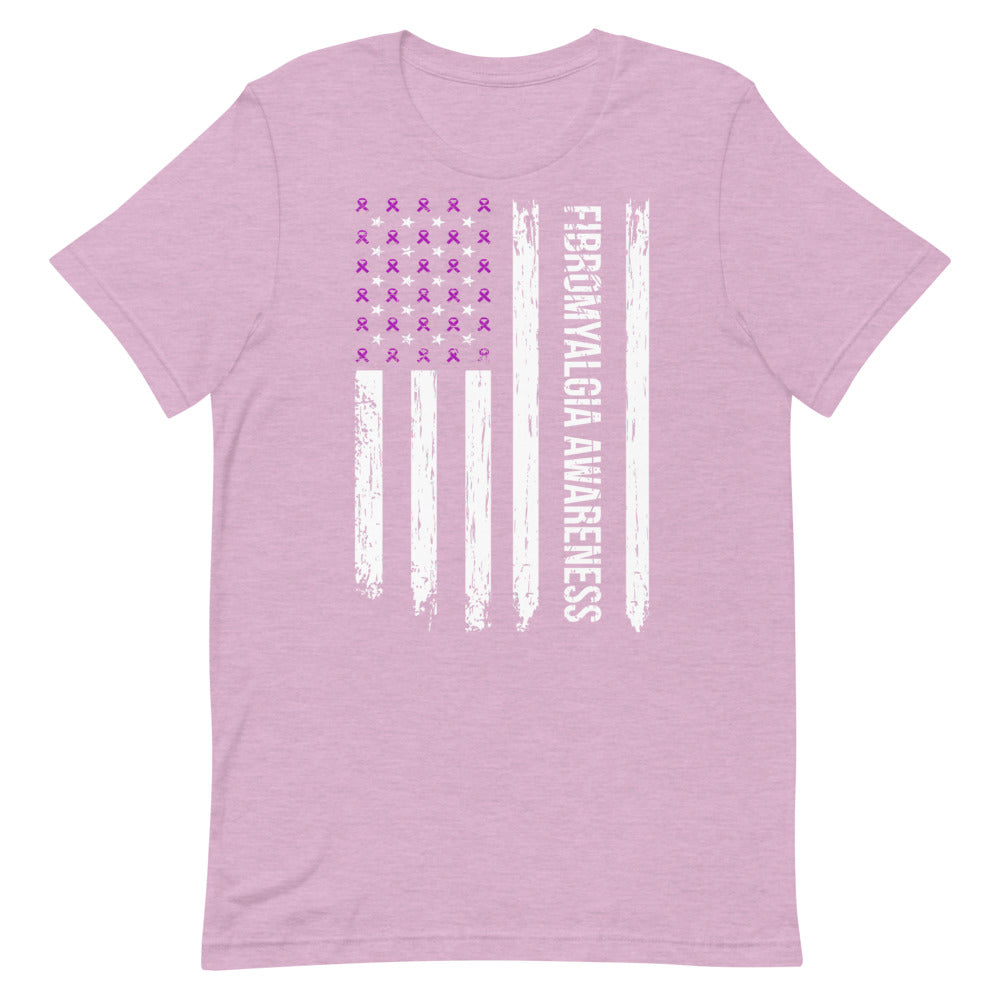 Fibromyalgia Awareness USA Flag Unisex T-Shirt | The Awareness Store